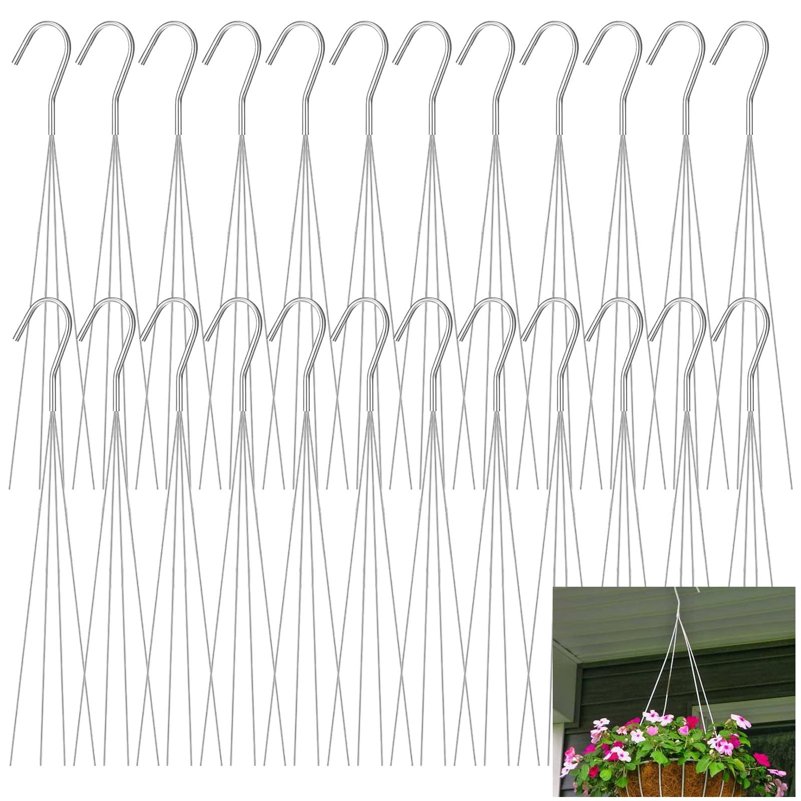 Amazon.com: GBACHOOSE 24 Inches 4 Wire Steel Hook Hanger, Wire Plant ...