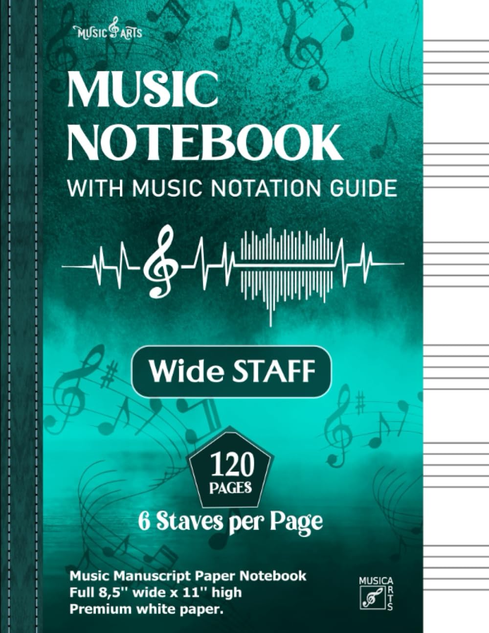 Music Notebook wide Staff | Music Manuscript Paper Notebook | 120 Pages ...