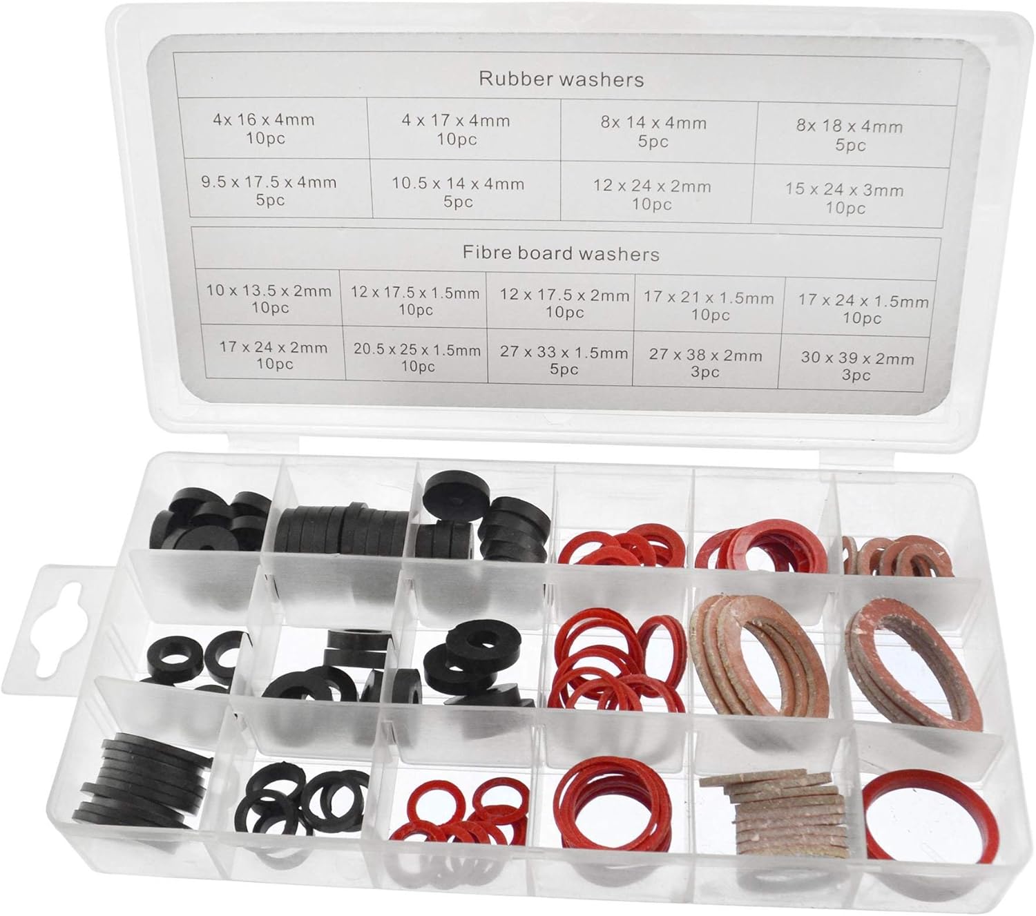 Amazon.com: Rubber and Fibre Sealing Washers Assortment 141pc AST6 ...