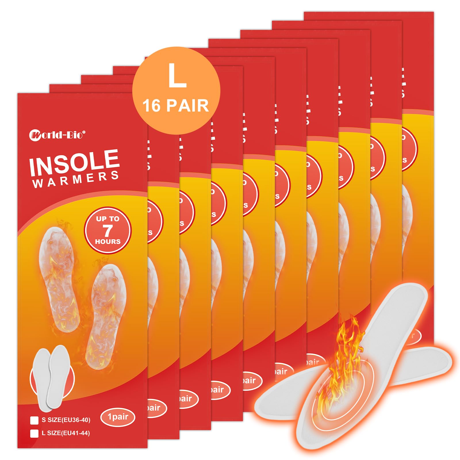 WORLD-BIO Disposable Insole Foot Warmer, Long Lasting Ultra Thin Foot ...