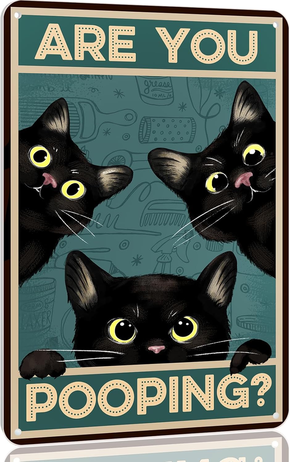 Amazon.com: MisYoYao Funny Bathroom Cat Wall Decor Metal Tin Signs Are ...