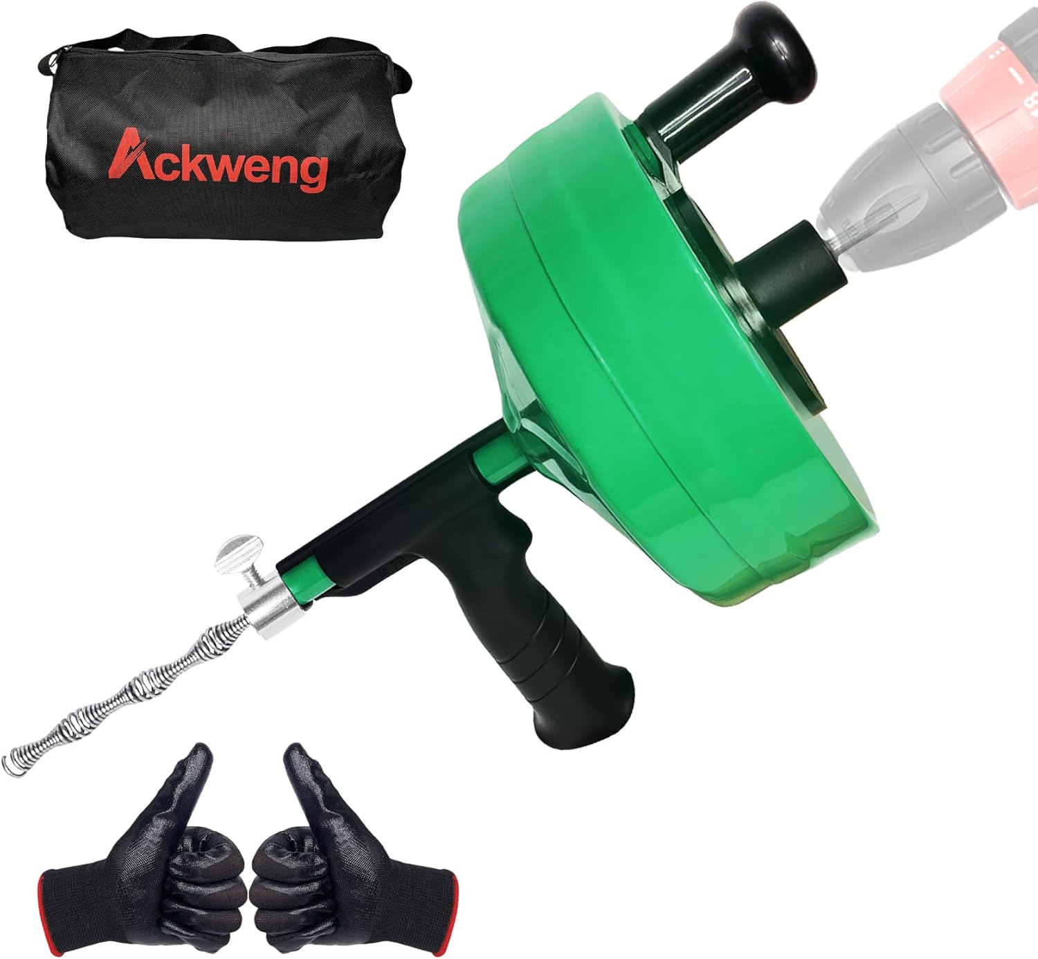 Drain Snake 50 Ft, Plumbing Snake for Sink with Drill Attachment, Snake ...