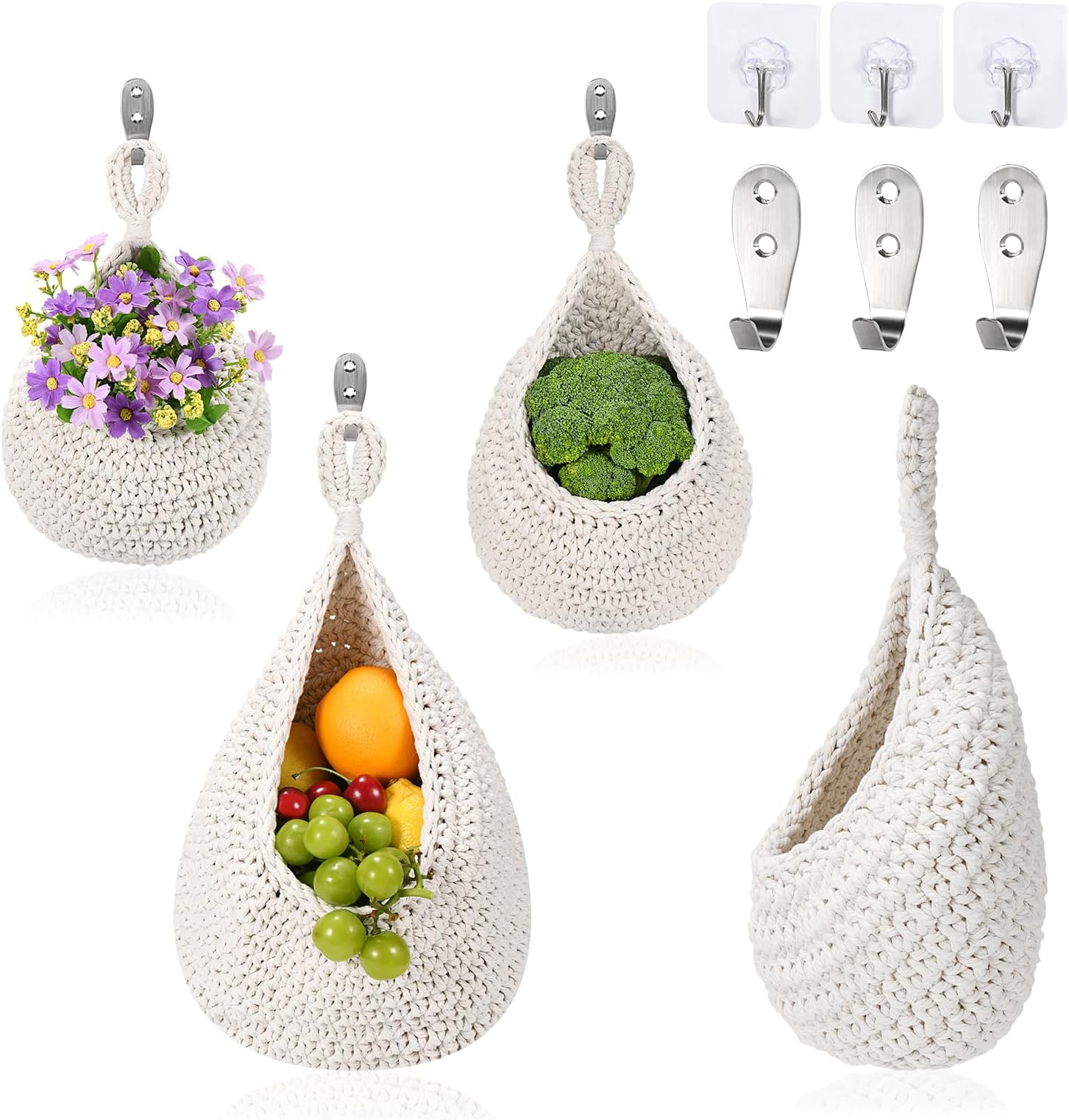 Amazon.com - LIFVCNT 3PCS Wall Hanging Baskets, Boho Wall Basket ...
