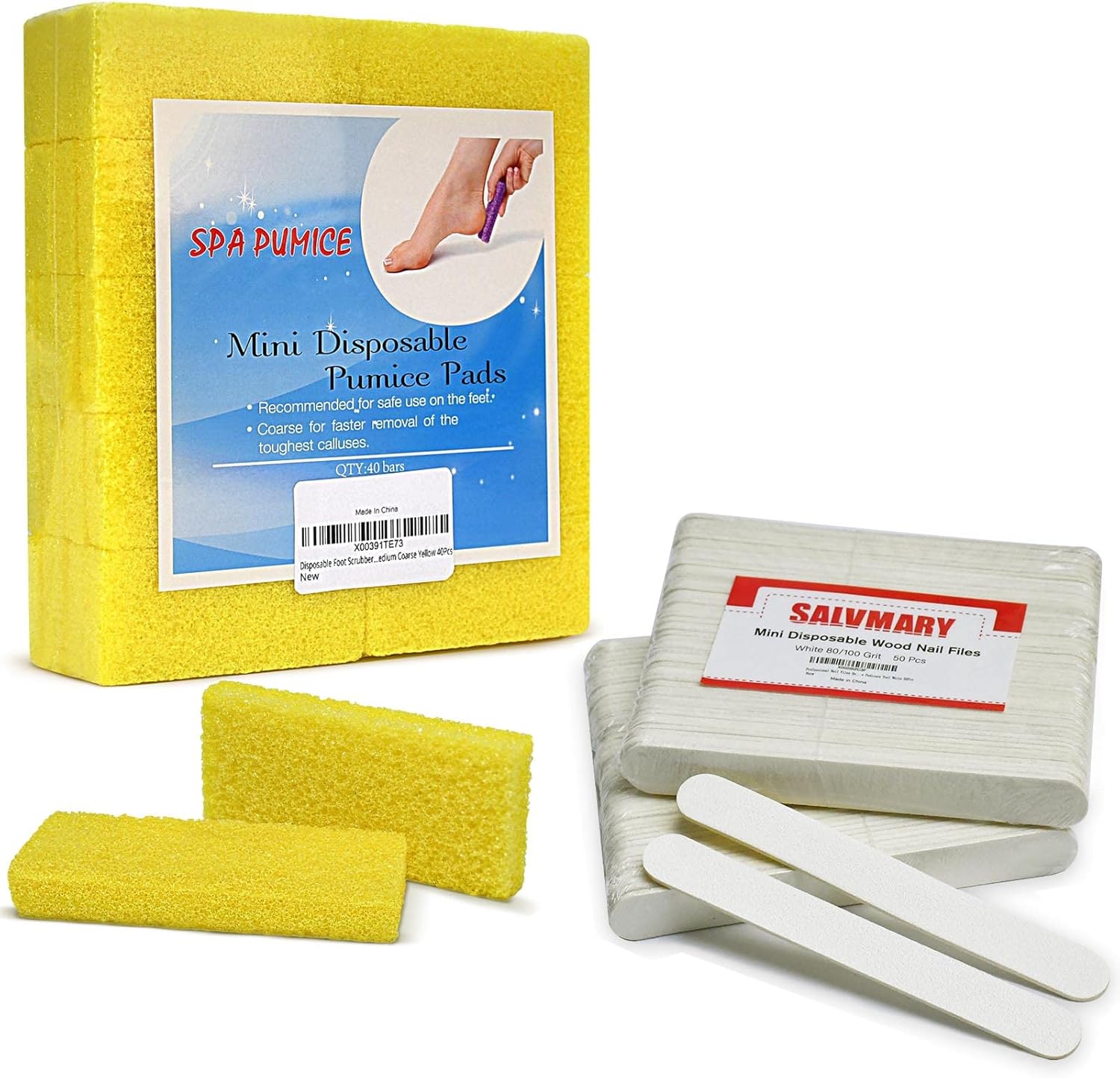 Amazon.com : Foot Pumice Pads and Wood Nail Files Bundle 90 Pcs ...