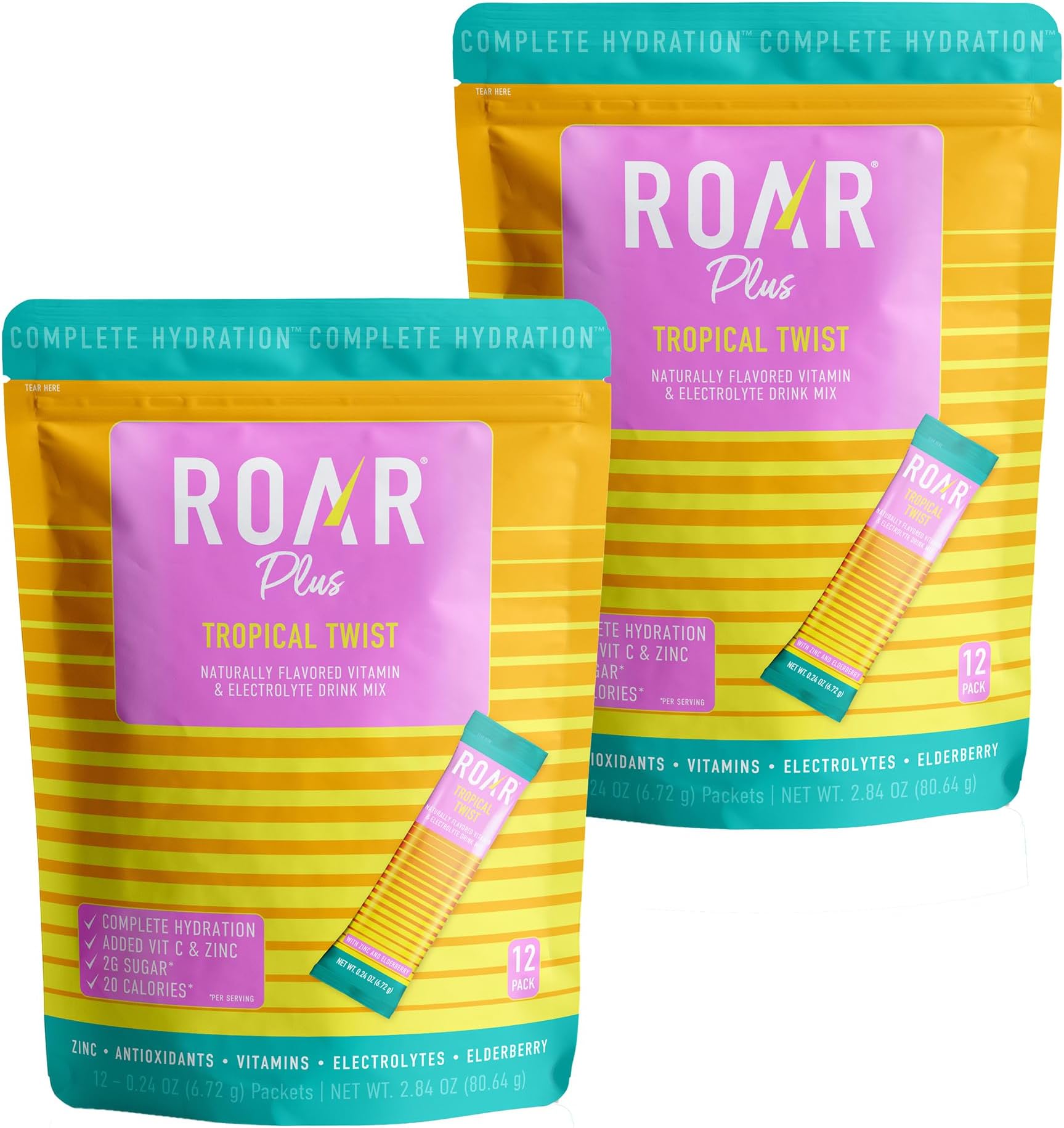 Amazon.com: Roar Organic ROAR Powder Plus - Tropical Twist (2-12 Packs ...