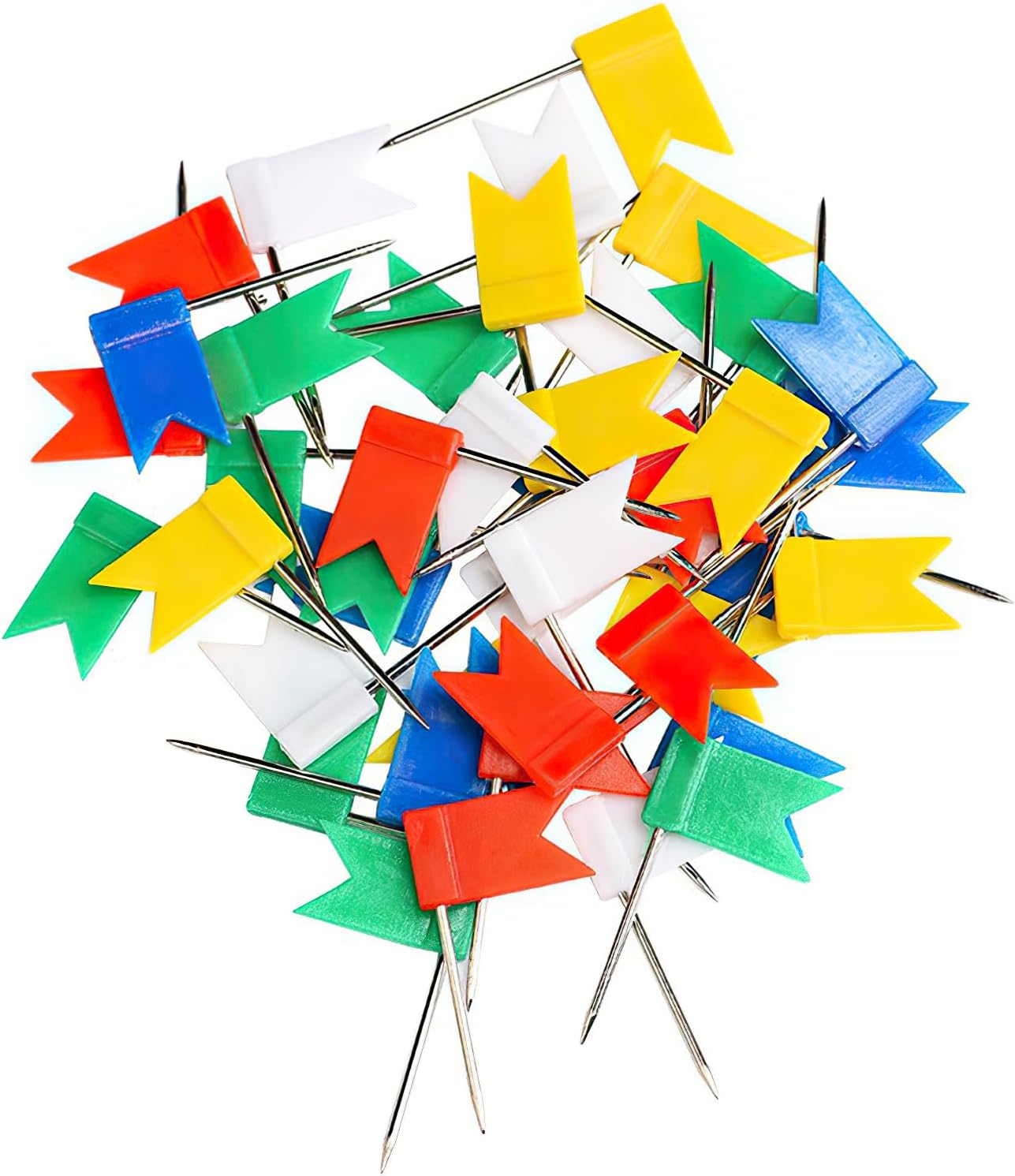 Amazon.com: Cielasis 100 Pieces Multi-Color Map Flag Push Pins, Flag ...