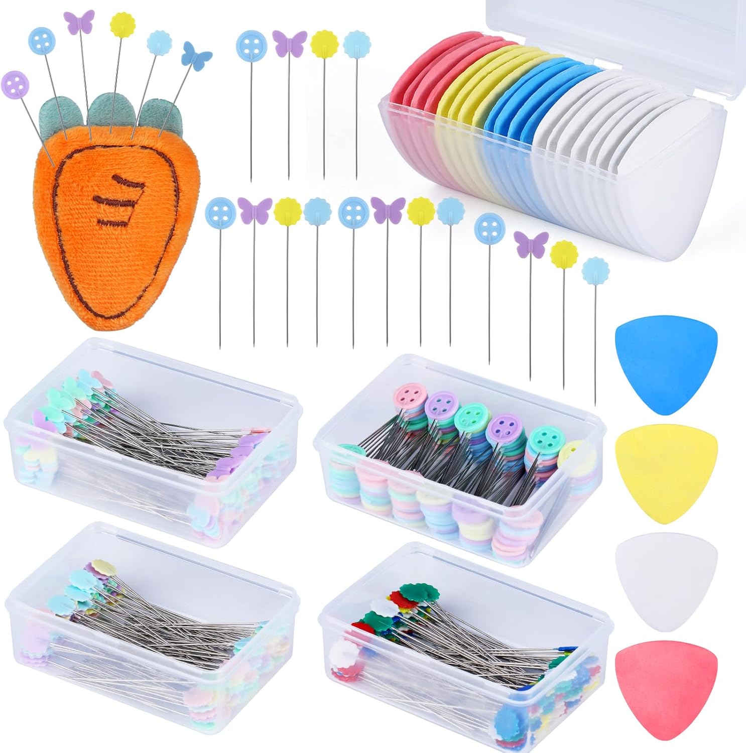 Amazon.com: FTEVEN 420pcs Flat Head Straight Pins Kits, Sewing Pins for ...