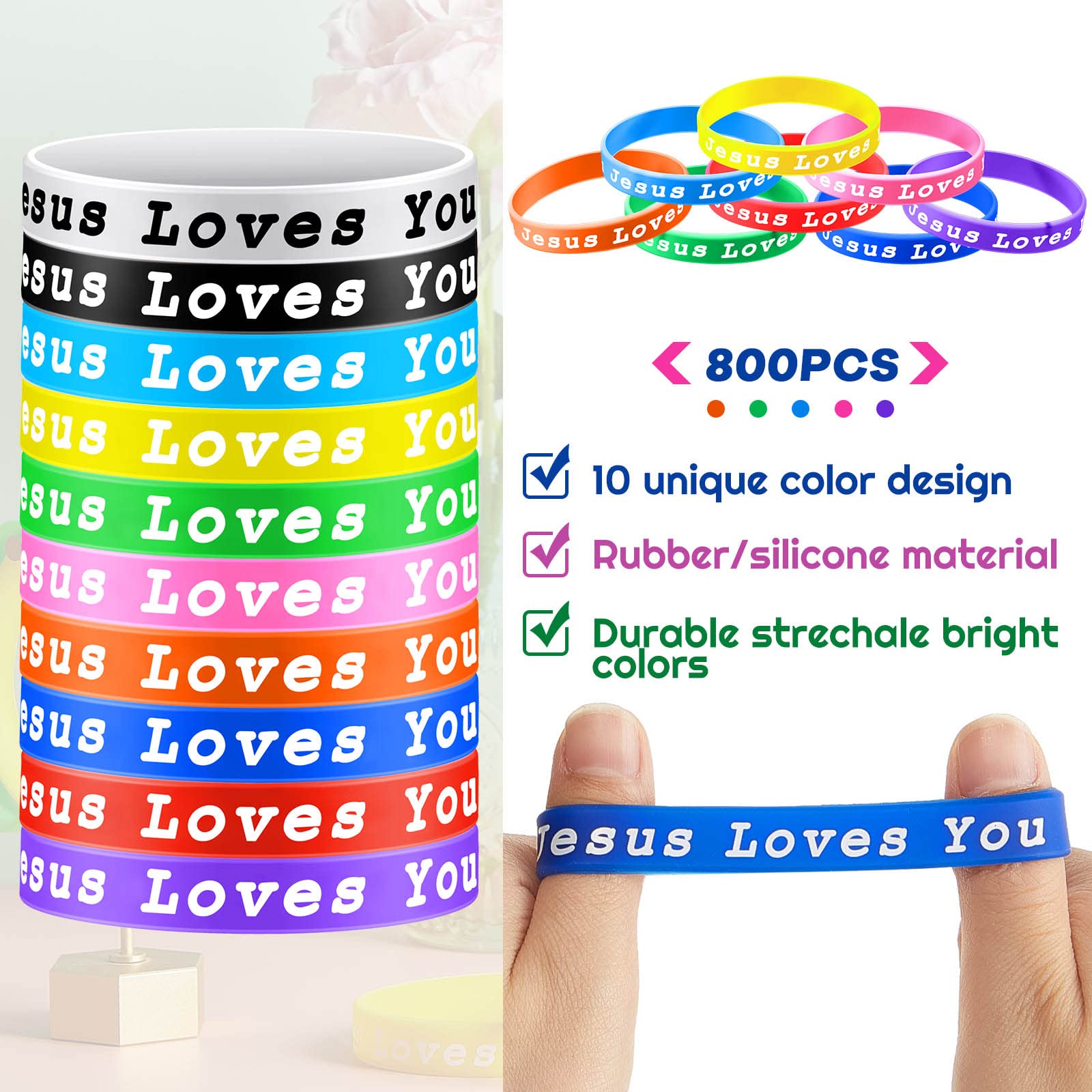 Snapklik.com : Skylety Jesus Loves You Silicone Wristbands Easter ...