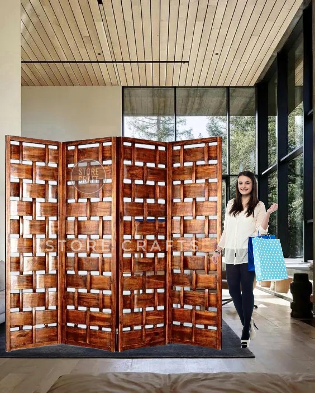 THEHEARTWILL® Wooden partition for Pooja Room/separators for Living ...