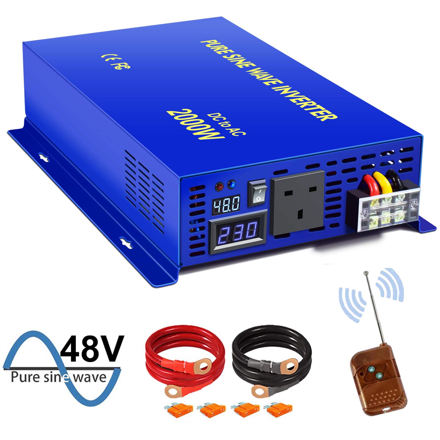 Buy XYZ INVT 2000 Watt Pure Sine Wave Inverter 48V DC to 230V AC ...