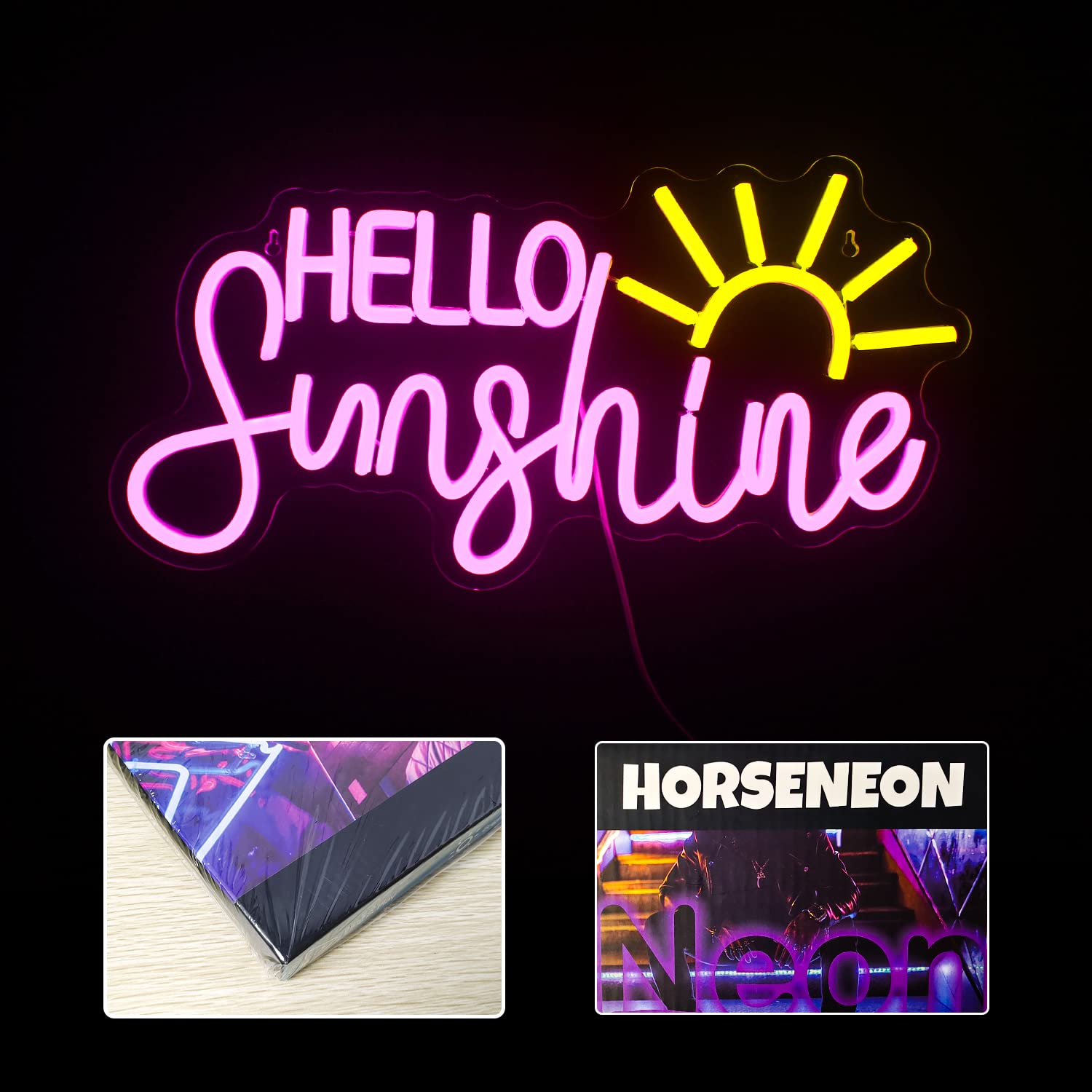 Horseneon Hello Sunshine Neon Signs for Bedroom Wall Decor,Letter LED ...