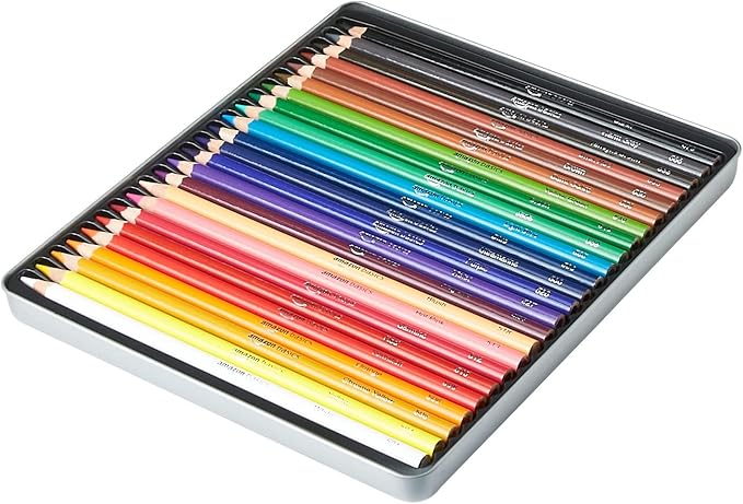 Amazon Basics Coloured Pencils in Tin Box, Pack of 24 - Assorted ...