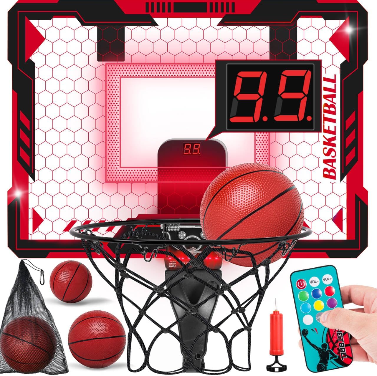 Amazon.com: Remote Control Mini Basketball Hoop Indoor for Kids, Over ...