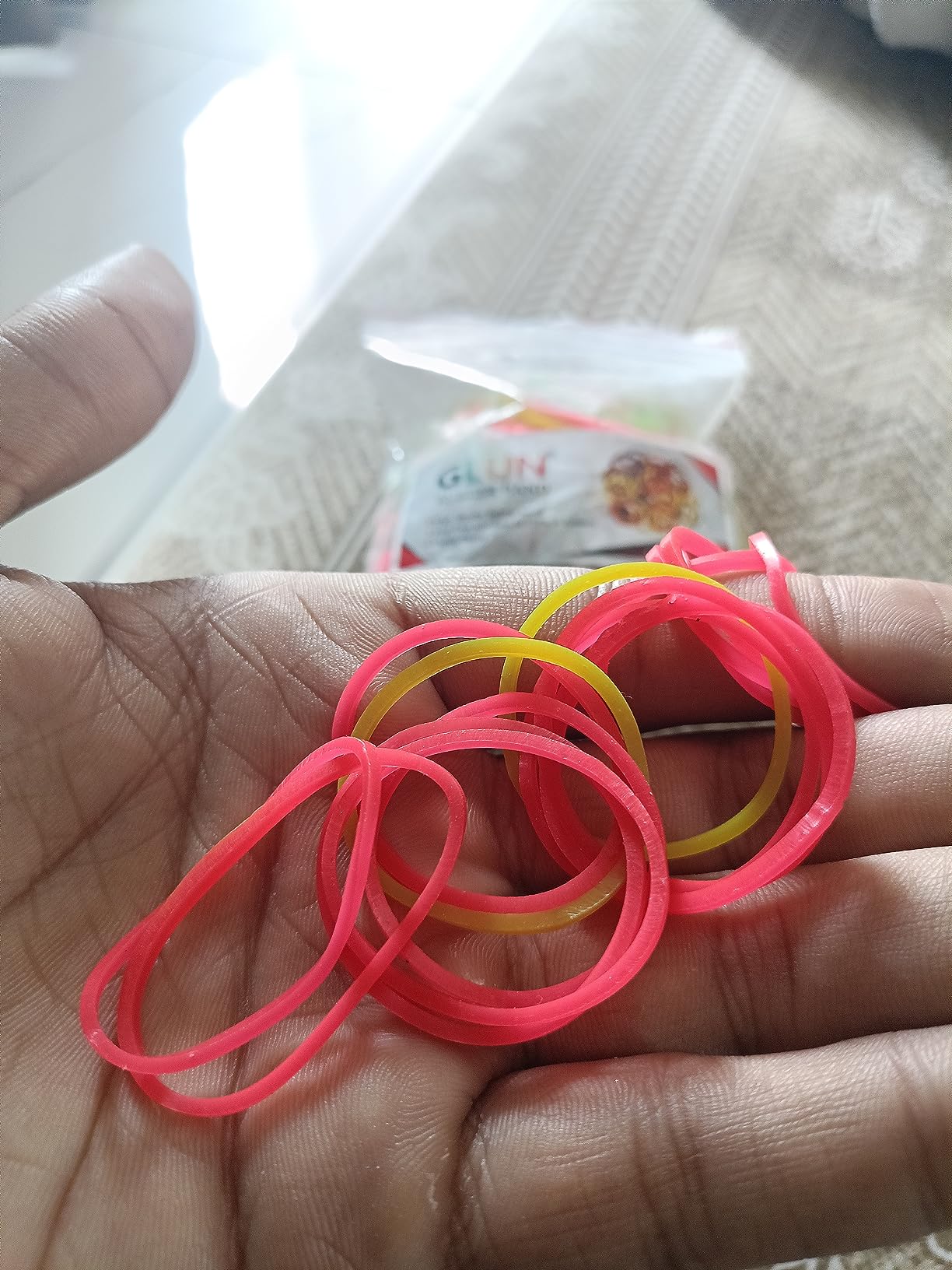GLUN® Elastic Bands 2 Inches Fluorescent Color Rubber Band for School ...