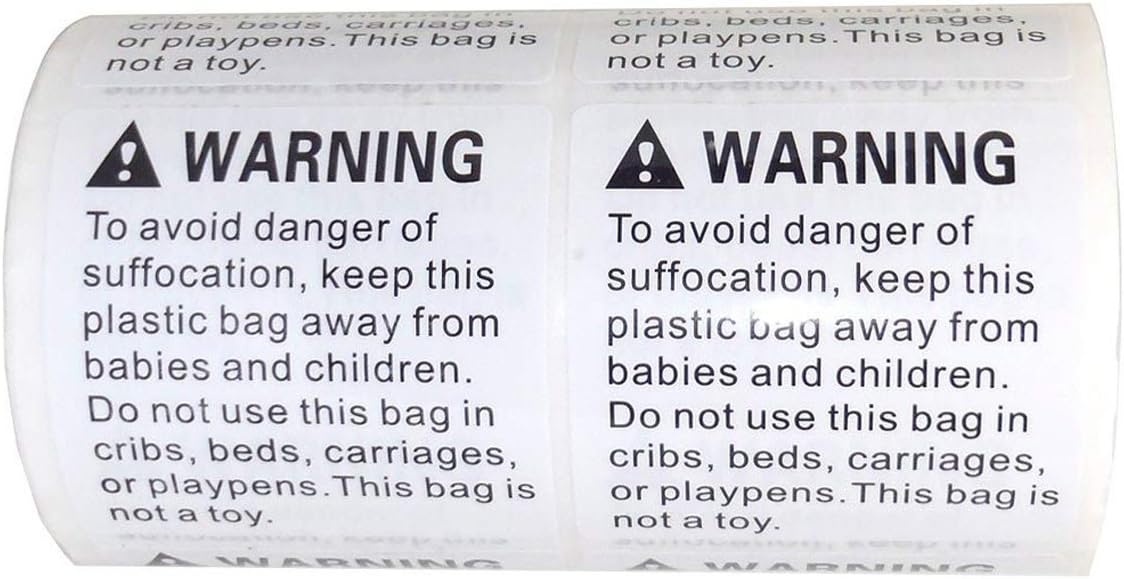 Suffocation Warning Label Stickers 500 Stickers (1 Roll) Standard Size ...