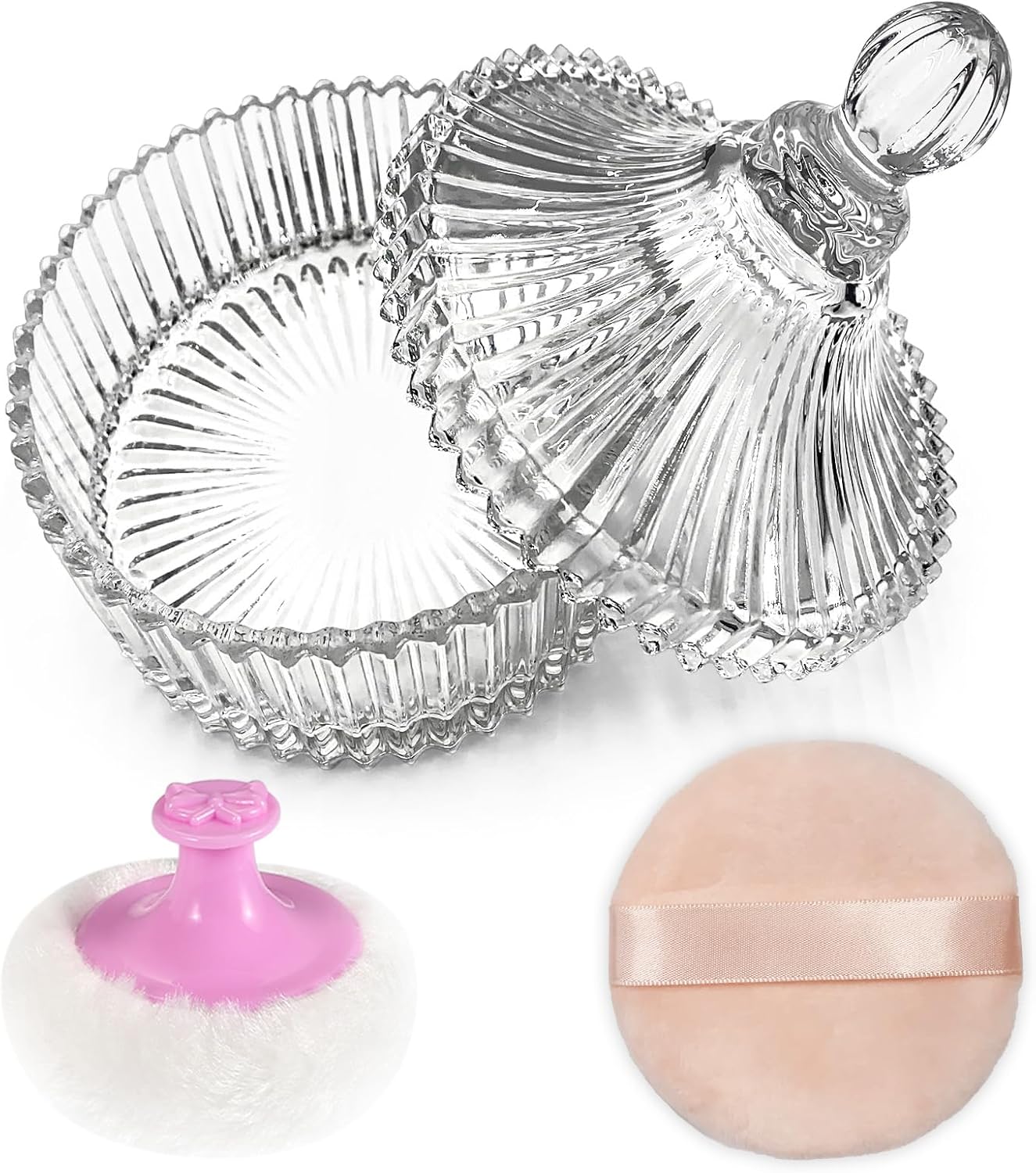 Amazon.com: Large Body Powder Puff and Container, 5.9" Crystal Clear ...