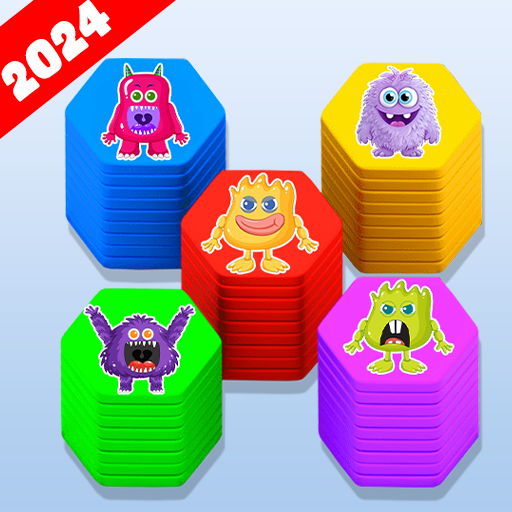 Hexa Sort Monster Color Puzzle Game: Hexa Stack Sorting Hexagon Challenge Brain Trainer Mind ...