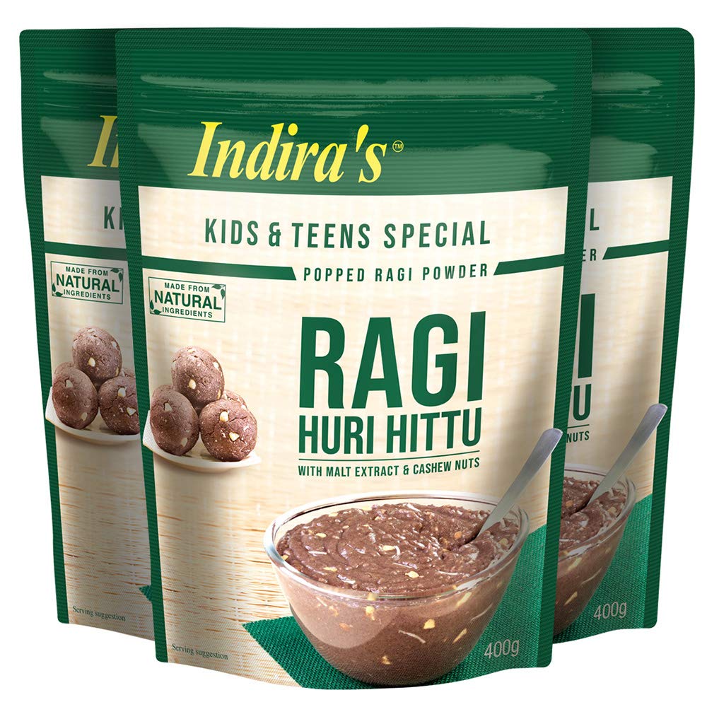 Indira's Ragi Huri Hittu Special - Teens & Kids, Popped Ragi Mix (400g ...