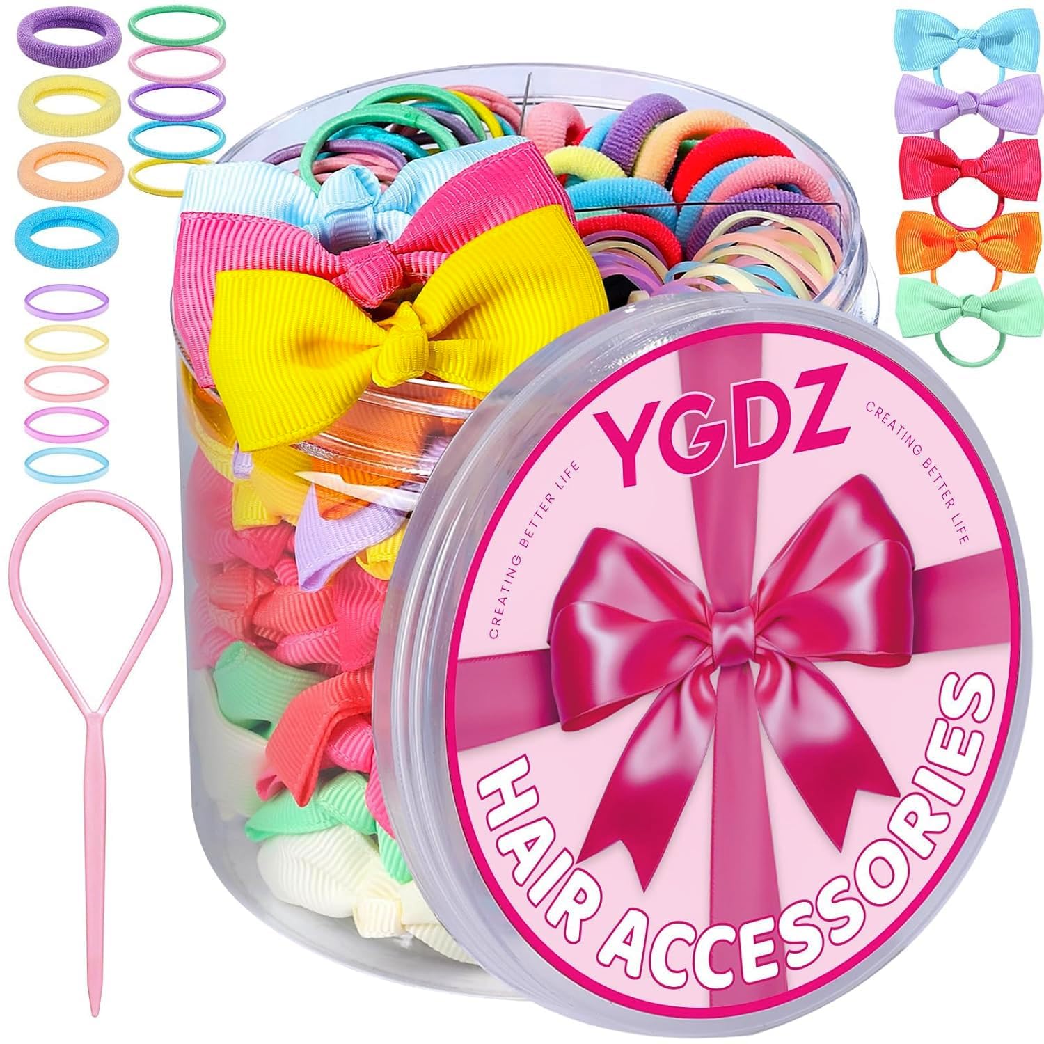 Amazon.com : YGDZ Hair Accessories Set: 300 Elastic Rubber Bands, 150 ...