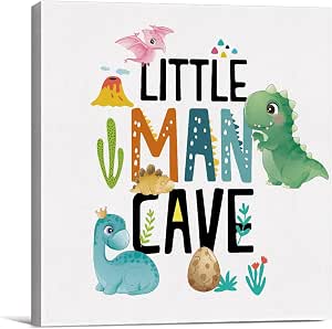 Amazon.com: Dinosaur Nursery Little Man Cave Sign Wall Art Prints ...