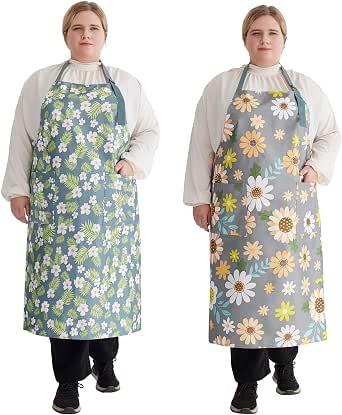 Amazon.com: Auidy_6TXD 2 Pack Plus Size Aprons for Women, Floral Apron ...