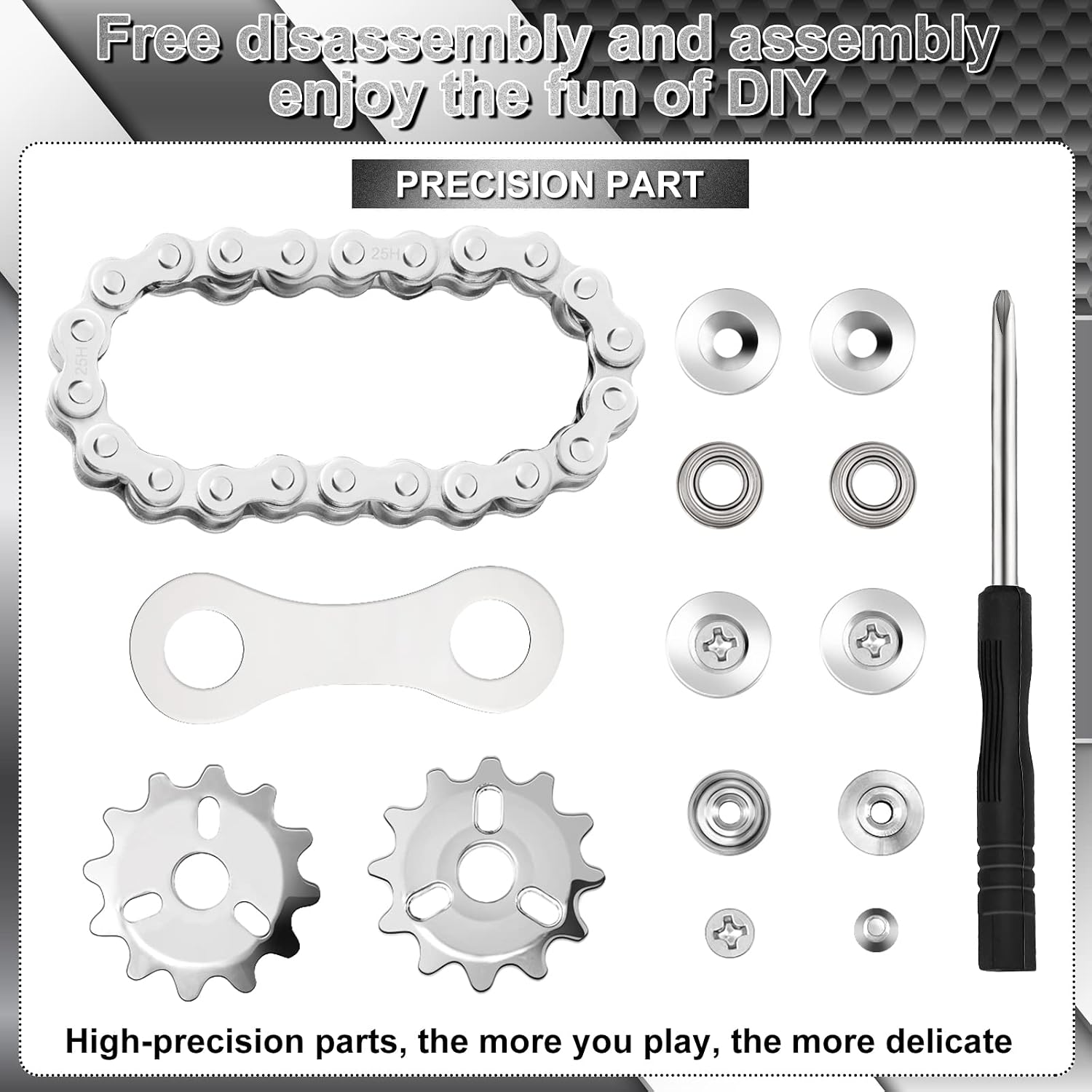 Honoson 3 Pack Sprocket Chain Fidget Toy Sprocket Fidgets Stainless ...