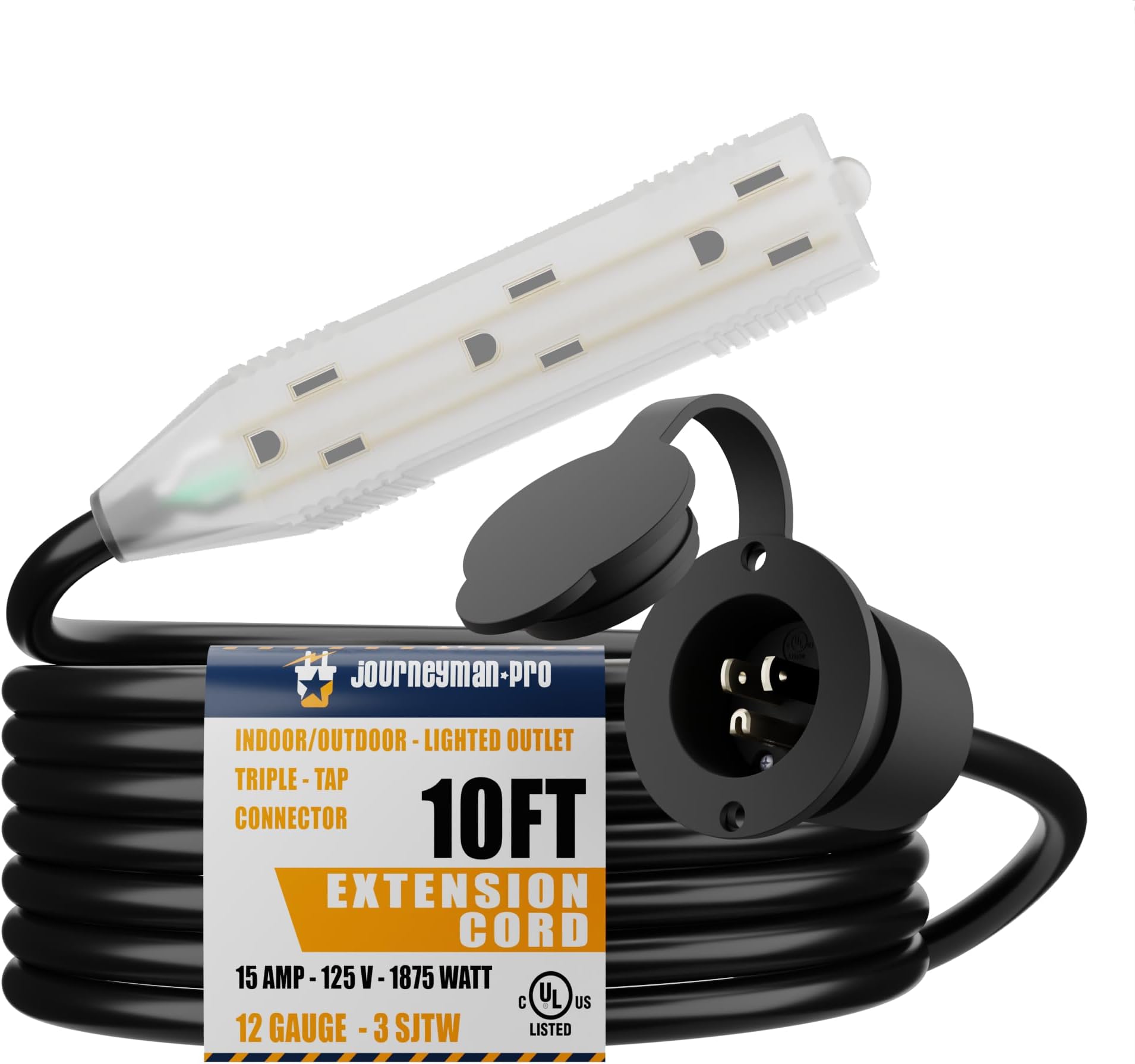 Amazon.com: 10 Foot Triple Tap 15A Weatherproof Outdoor Power Inlet by ...