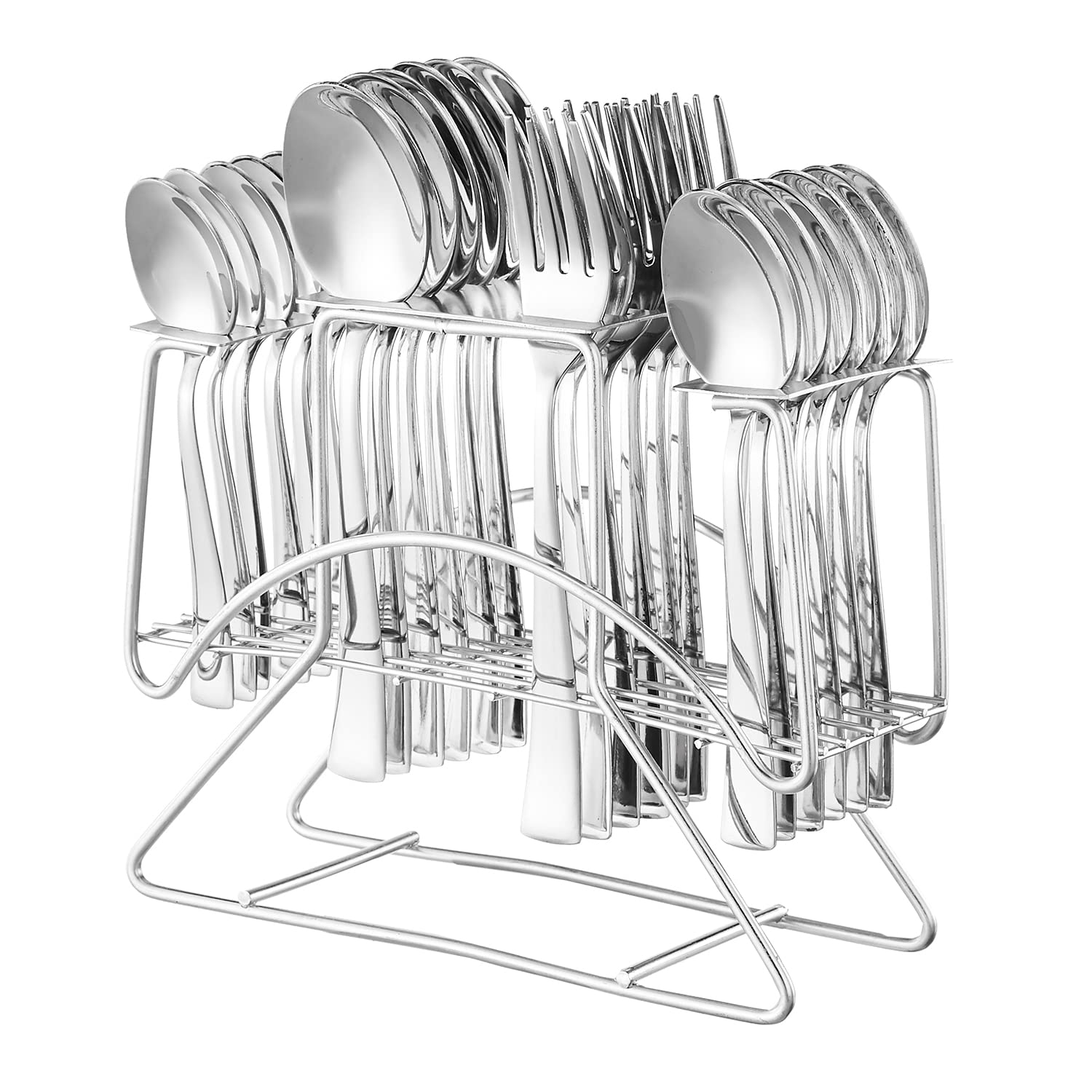 Buy Amazon Brand - Solimo 25 Piece Cutlery Set with Stand | 6 Tea ...