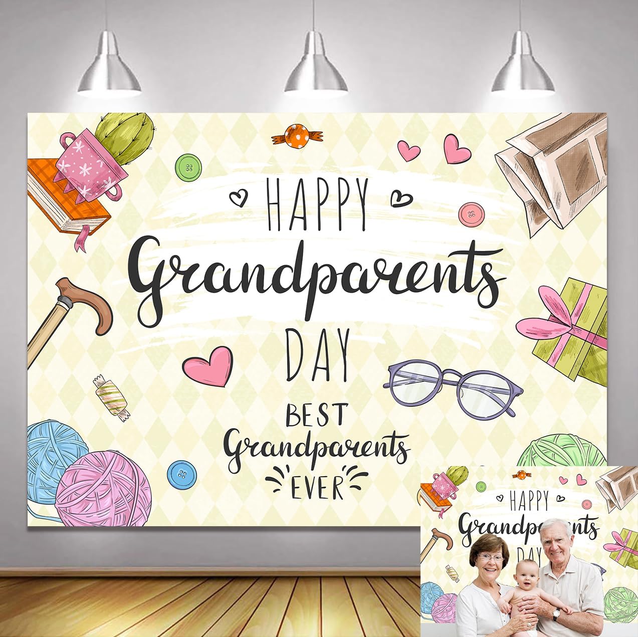 Amazon.com : Happy Grandparents Day Photography Backdrop 7x5ft Best ...