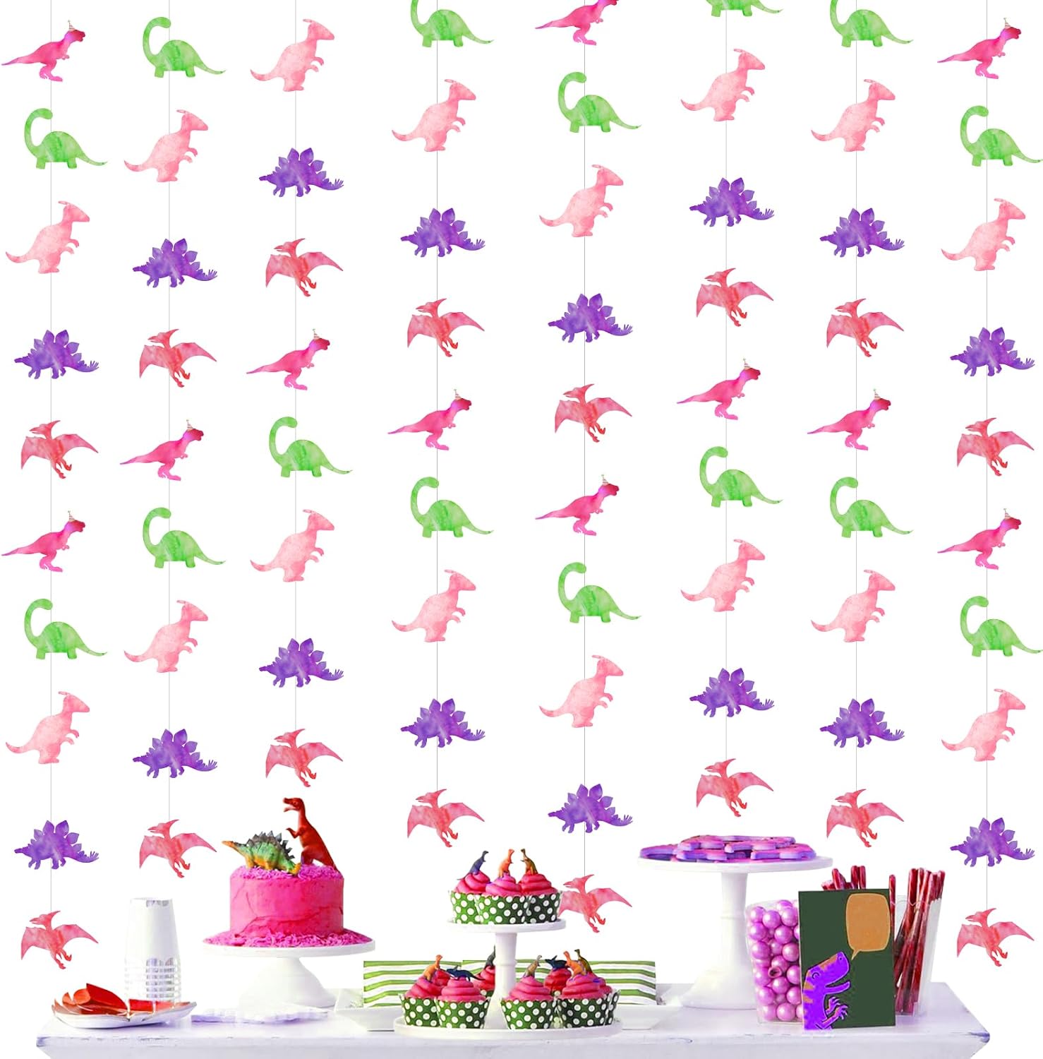 Amazon.com: Cheereveal 8 Pieces Dinosaur Themed Garland Streamers for ...