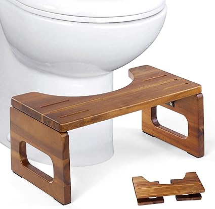 Amazon.com: BLUEWEST Foldable Poop Stool, Acacia Wood Toilet Stool for ...