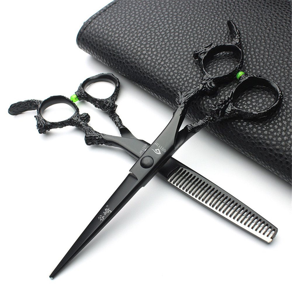 Amazon.com : 6 inch professional hair scissors personality black barber ...