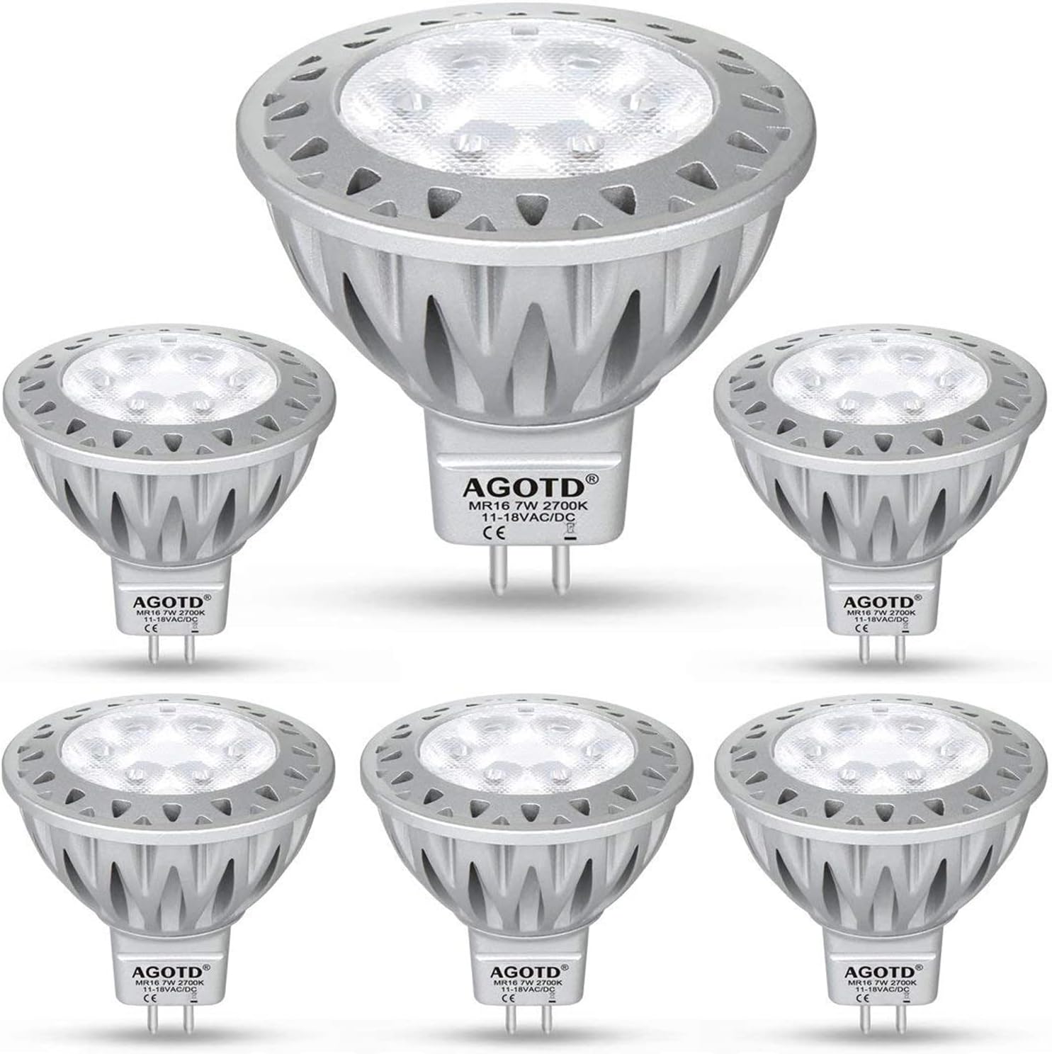 Amazon.com: AGOTD MR16 7W GU5.3 LED Bulbs, 12V 2700K Soft Warm White ...