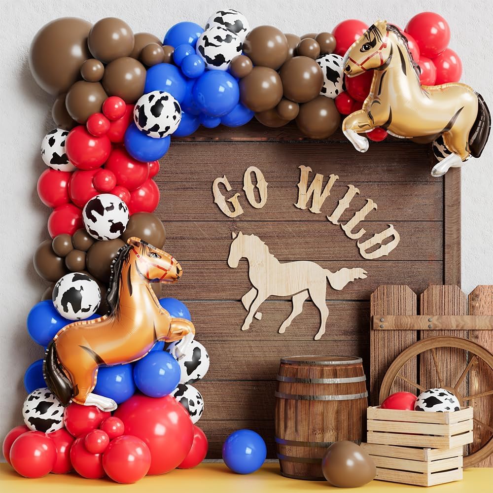 Amazon.com: Western Cowboy Party Decorations,Horse Racing Balloon Arch ...