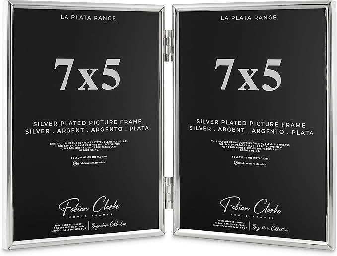 Silver Plated Photo Frame Double Book Style Picture Frame Plain Satin ...