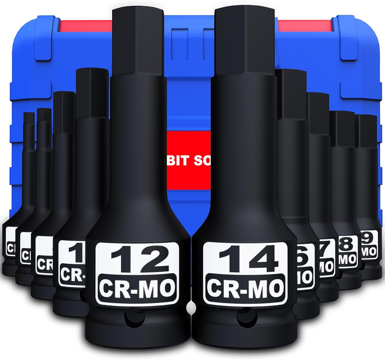 KIRXST 1/2 Inch Impact Hex Bit Socket Set, 5mm - 19mm, 10 Piece 1/2 ...