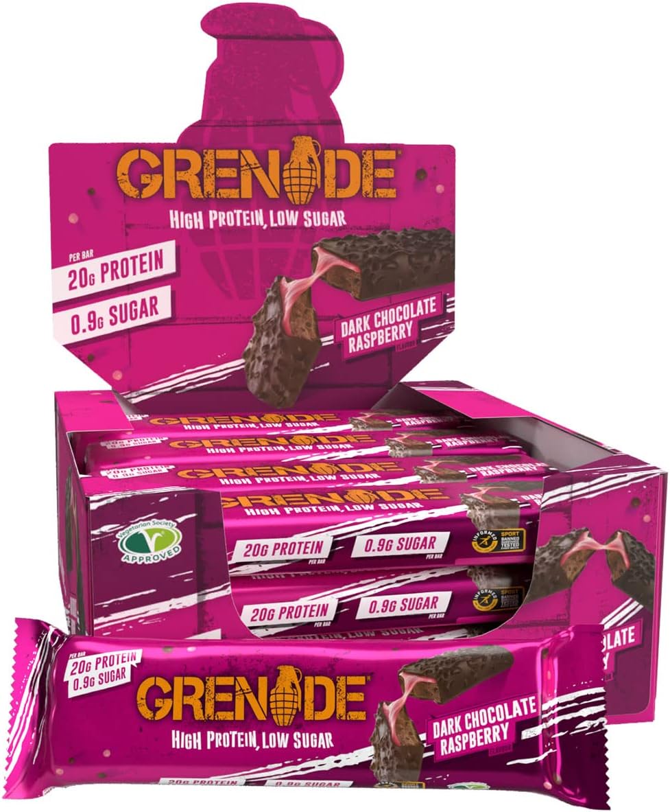 Grenade High Protein, Low Sugar Bar with 20 g Protein - Dark Chocolate ...