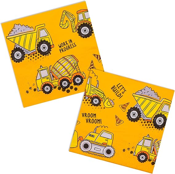 Amazon.com: DYLIVeS Construction Theme Party Napkins, Dump Truck ...