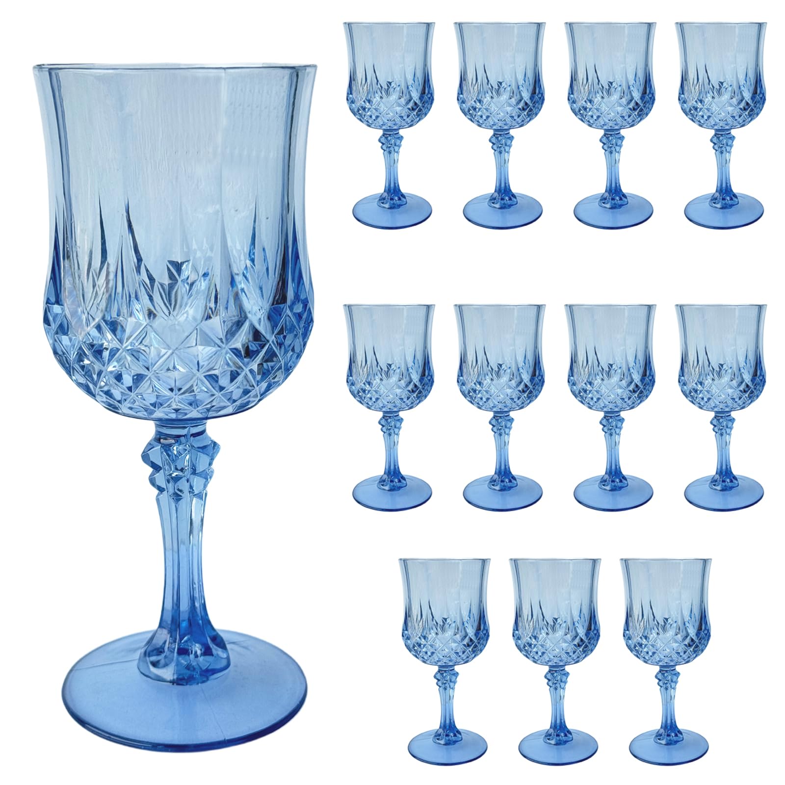 Amazon.com | Veiuwa 12 Pcs Plastic Blue Wine Glasses，Plastic Cordial ...