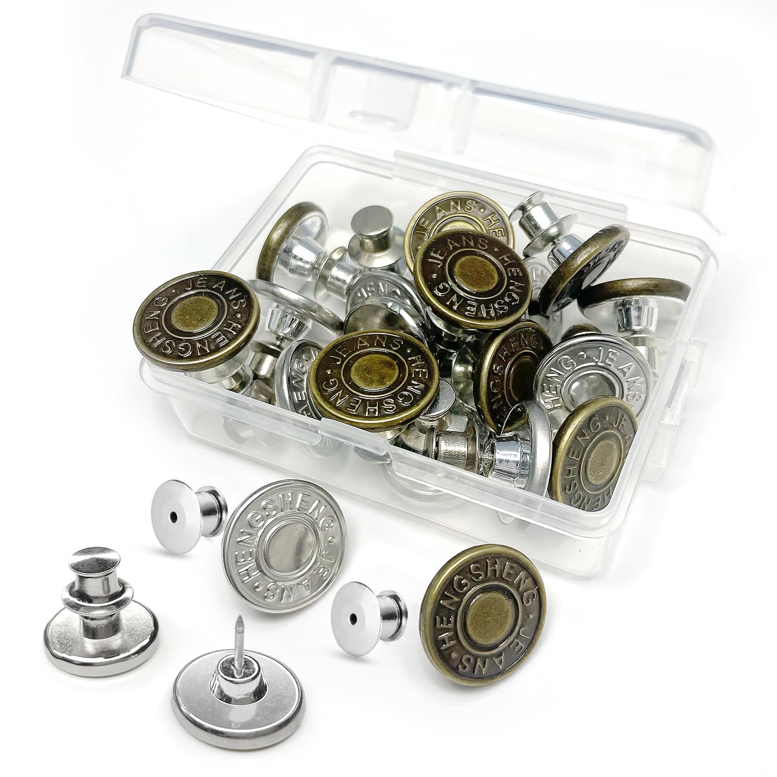 Amazon.com: WJPOPHN 20 Sets Replacement Jean Buttons 17mm Combo Copper ...