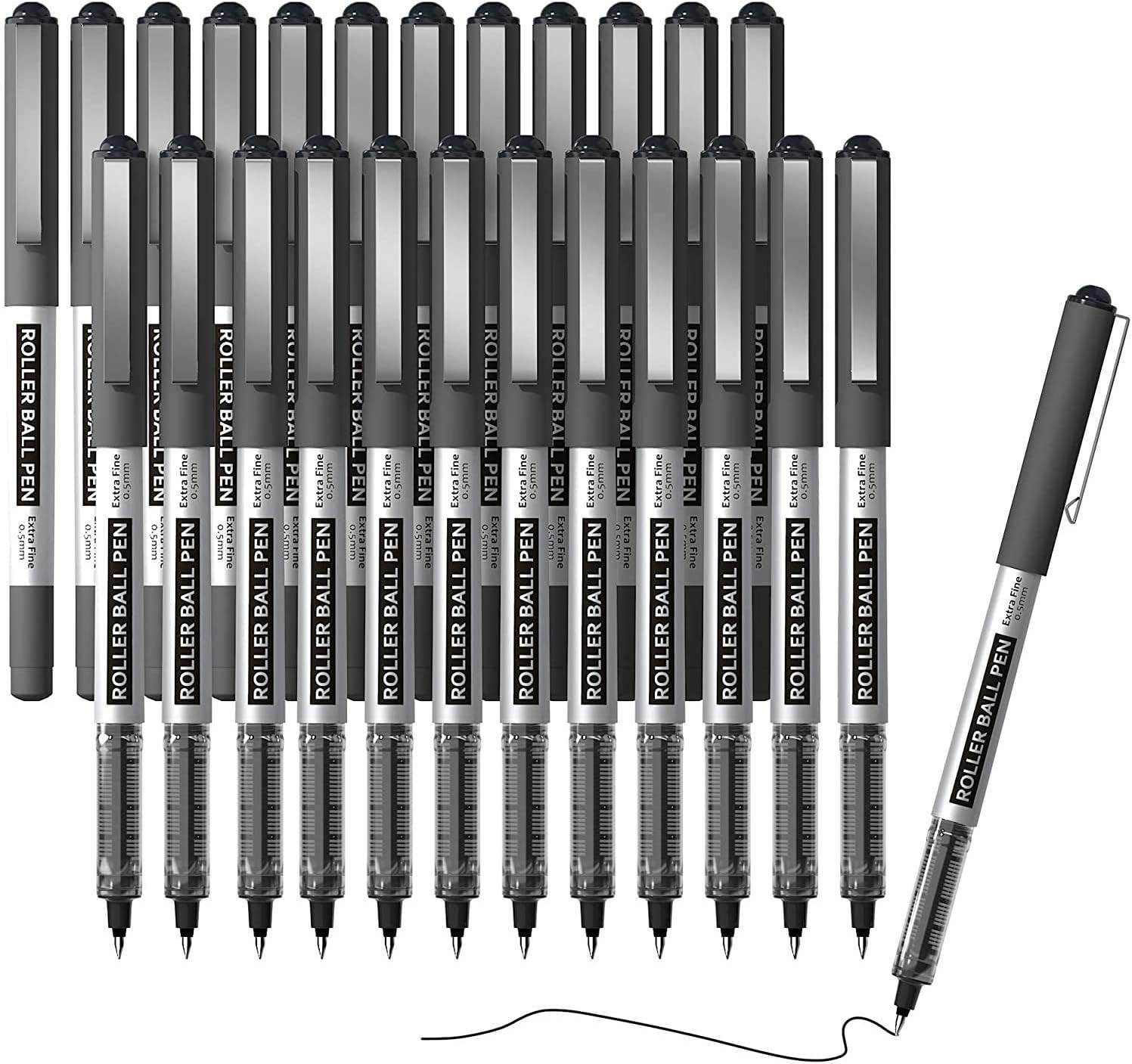 Shuttle Art Rollerball Pens, 25 Pack 0.5mm Extra Fine Point Black ...