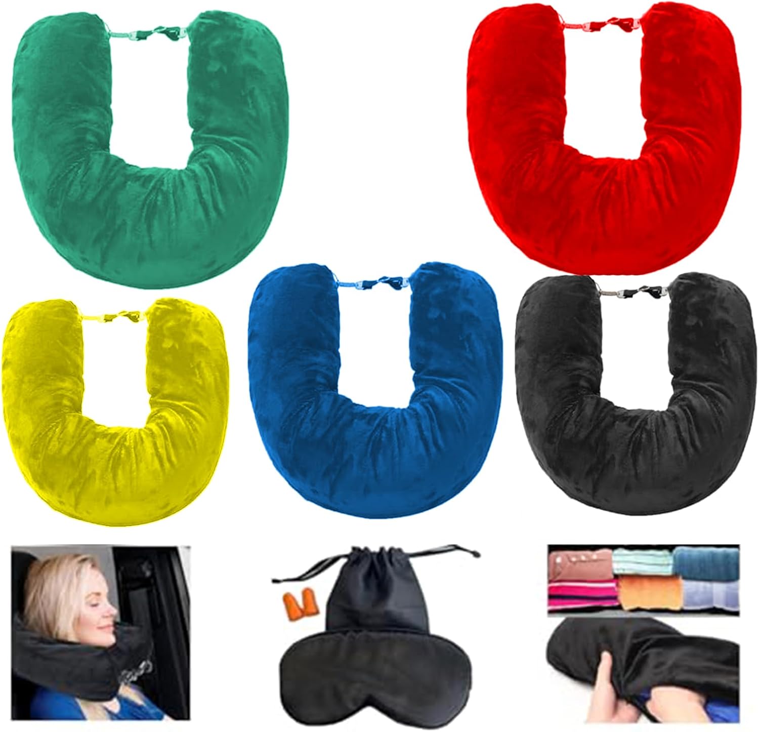 Amazon.com: Jokvaex 5 PCS Travel Pillow, Travel Neck Pillow Stuffable ...