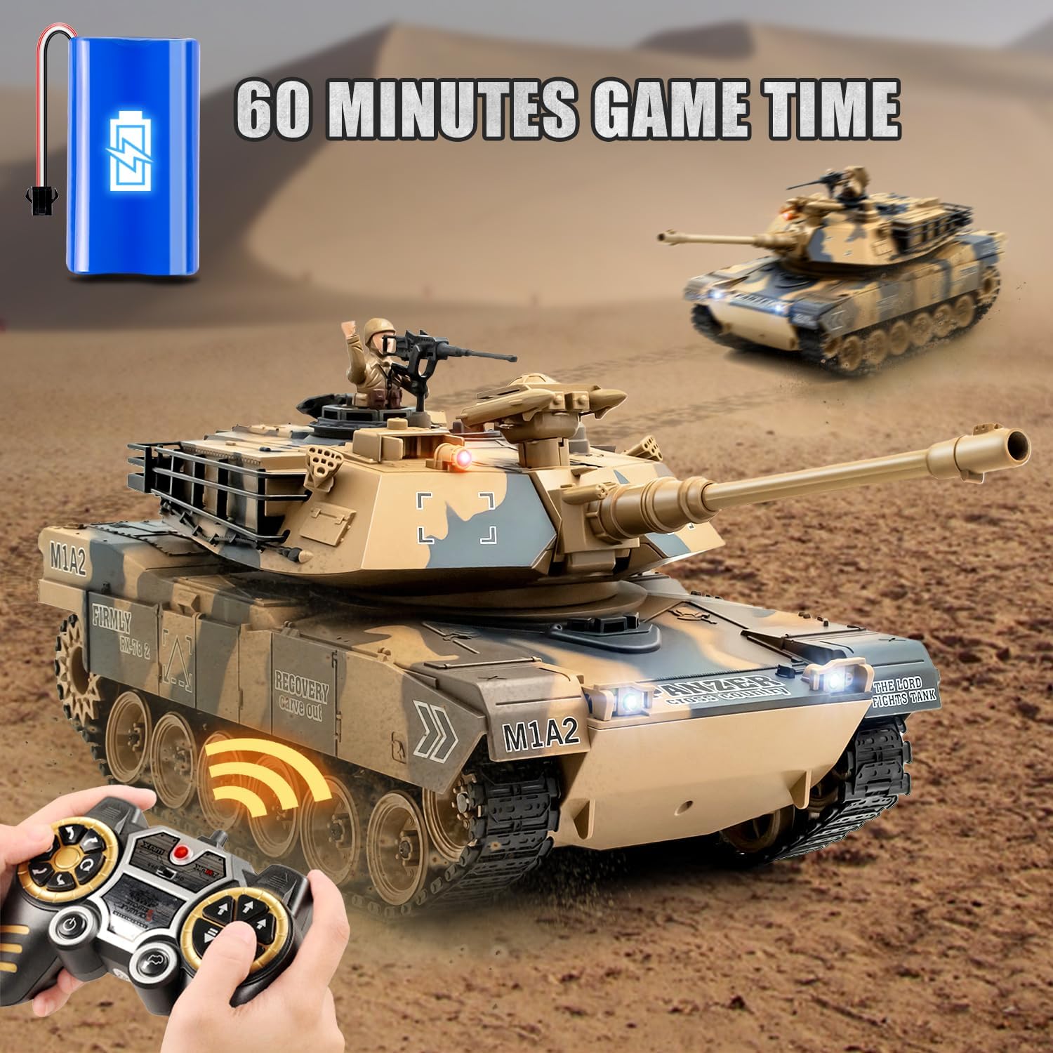 1/18 RC Tank, 2.4GHZ Remote Control Tank, US M1A2 RC Tank That Shoot ...