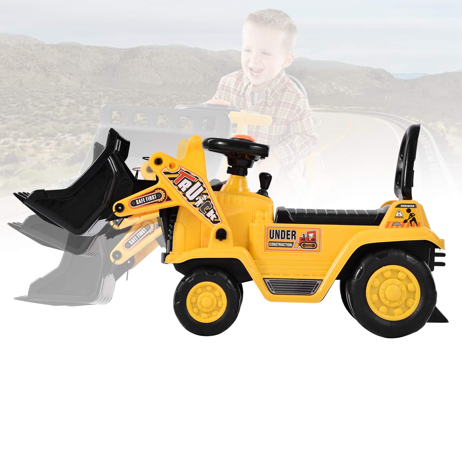 Buy Houssem Ride-On Bulldozer with Bucket Horn Steering Wheel for ...