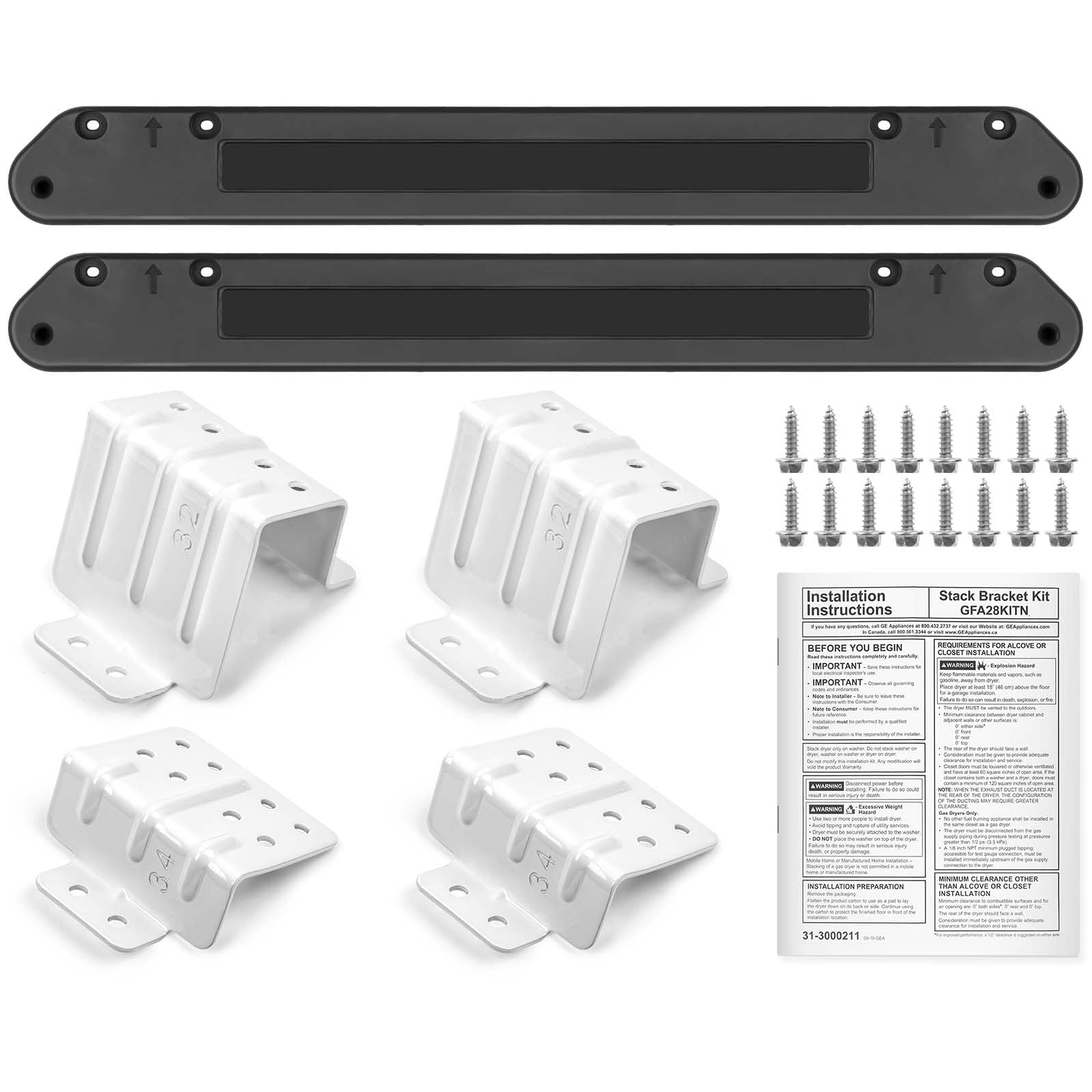 GFA28KITN Stacking Kit For 28 in. GE Washer/Dryer, 28"W Stack Bracket ...