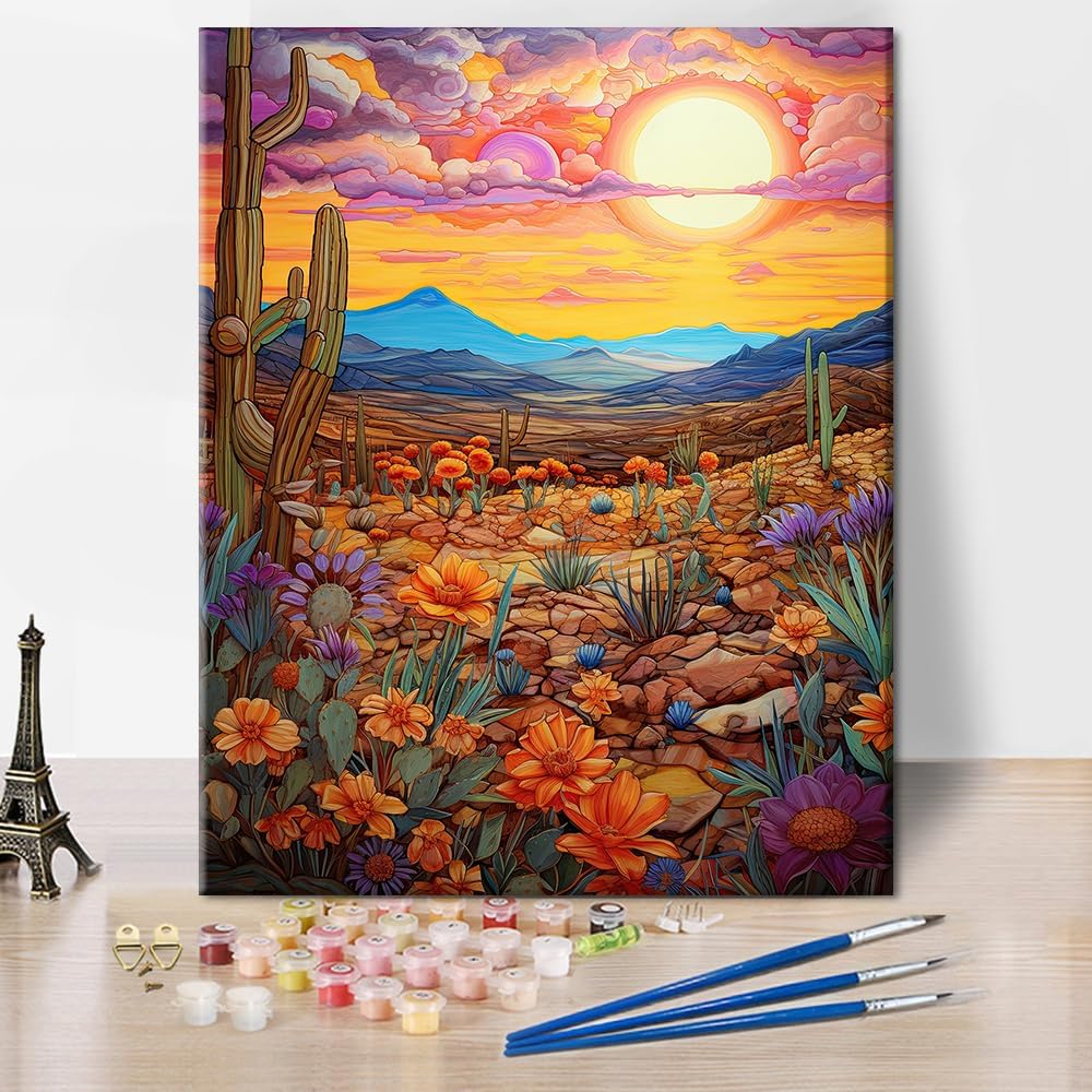 Amazon.com: TUMOVO DIY Paint by Numbers for Adults Boho Desert Sunset ...