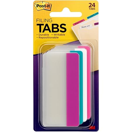 Amazon.com : Post-it Tabs, 2 inch Solid, Assorted Primary Colors, 6 ...