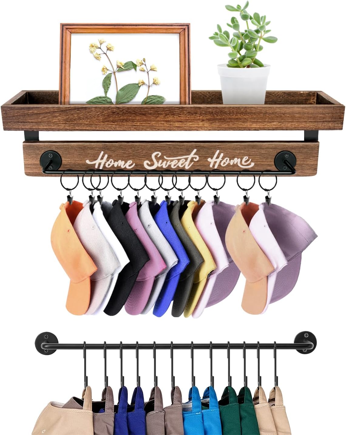 Amazon.com: Owkjar Hat Rack Wall Mount, Rustic Hat Organizer for ...