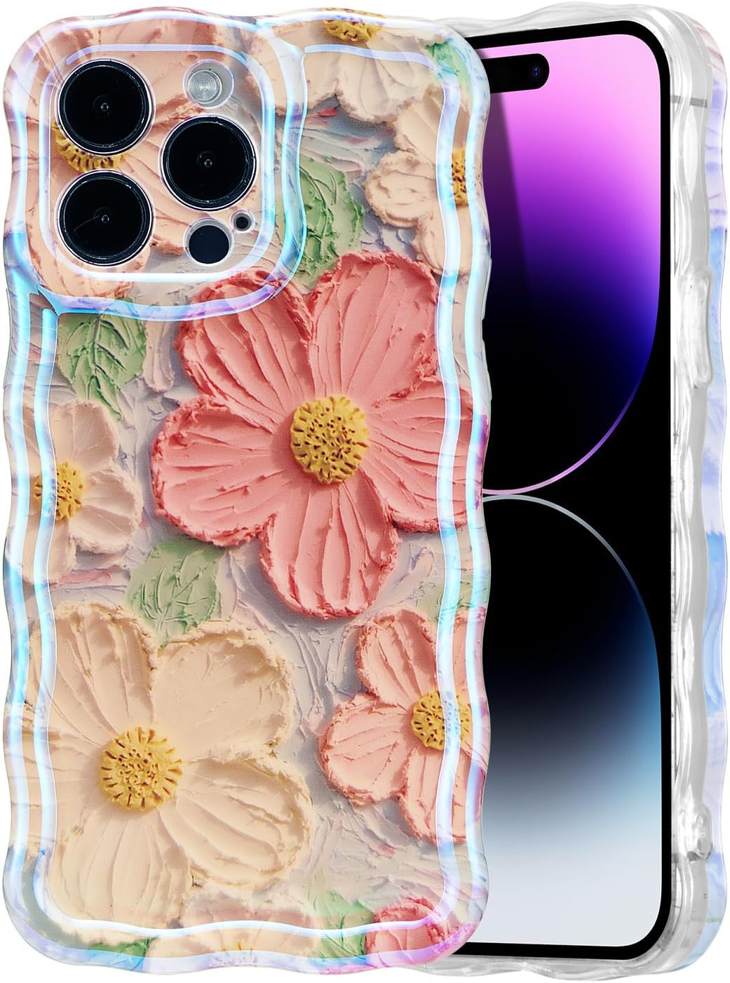 Amazon.com: UEEBAI Case for iPhone 13 Pro 6.1 inch, Colorful Retro Oil Painting Flower Case ...