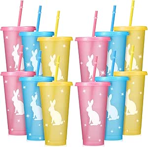 Amazon.com | Qinyoung 12 Pack Easter Plastic Tumblers with Lids and ...